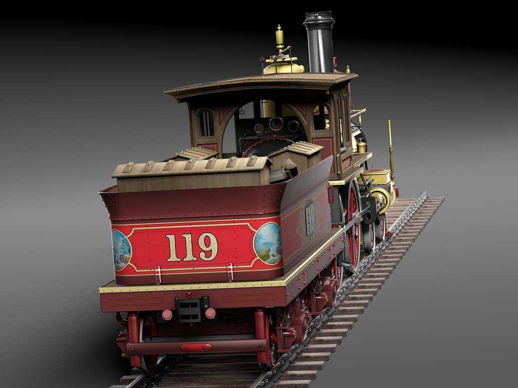 Union Pacific 119 Steam Train 1868 - 3D Model by SQUIR