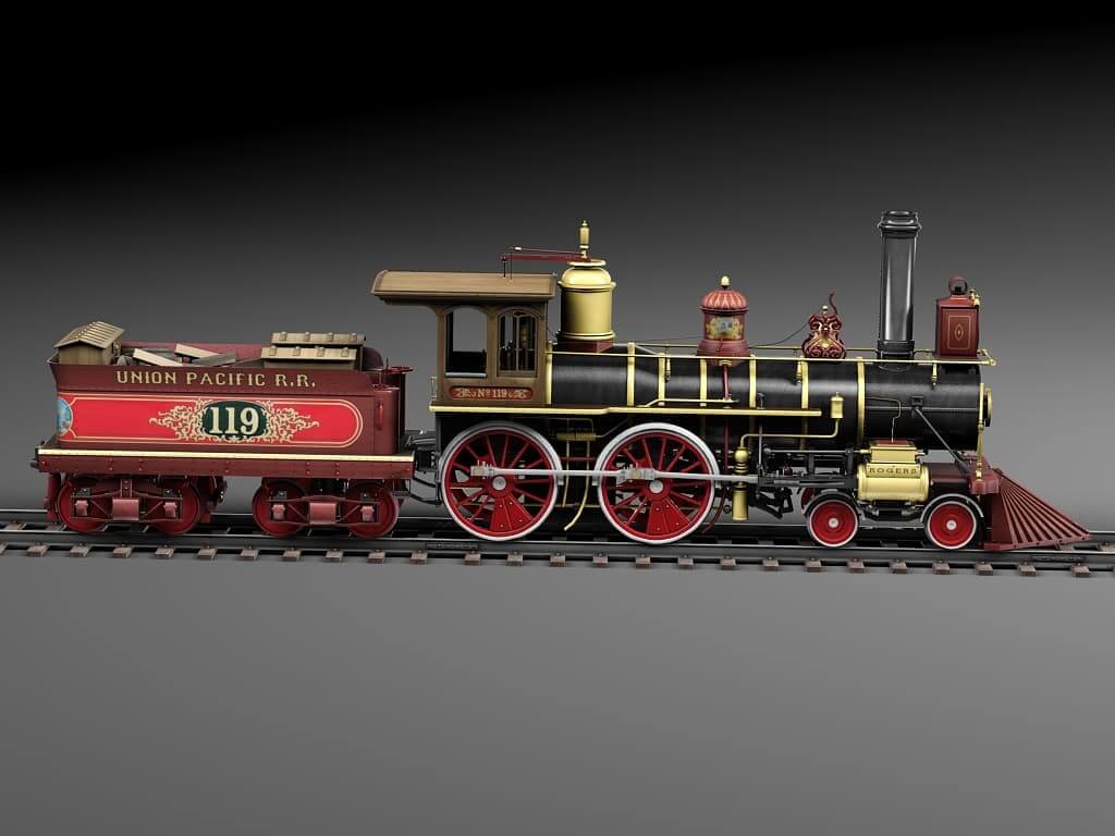 Union Pacific 119 Steam Train 1868 - 3D Model by SQUIR