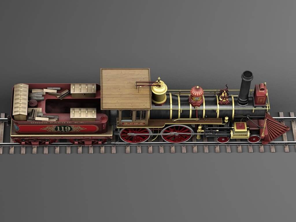 Union Pacific 119 Steam Train 1868 - 3D Model by SQUIR