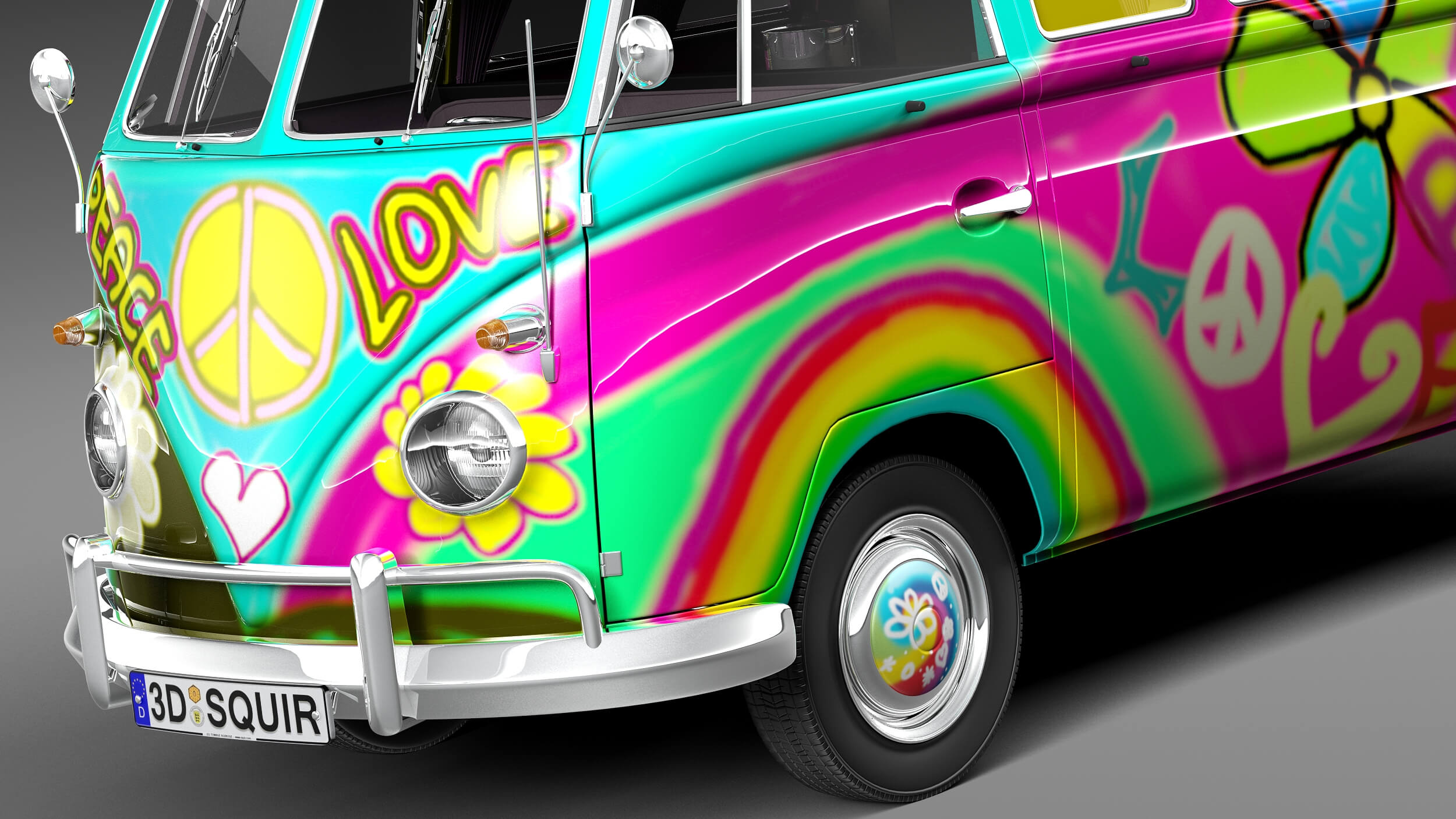 Volkswagen Camper Van 1950 Hippy - 3D Model by SQUIR