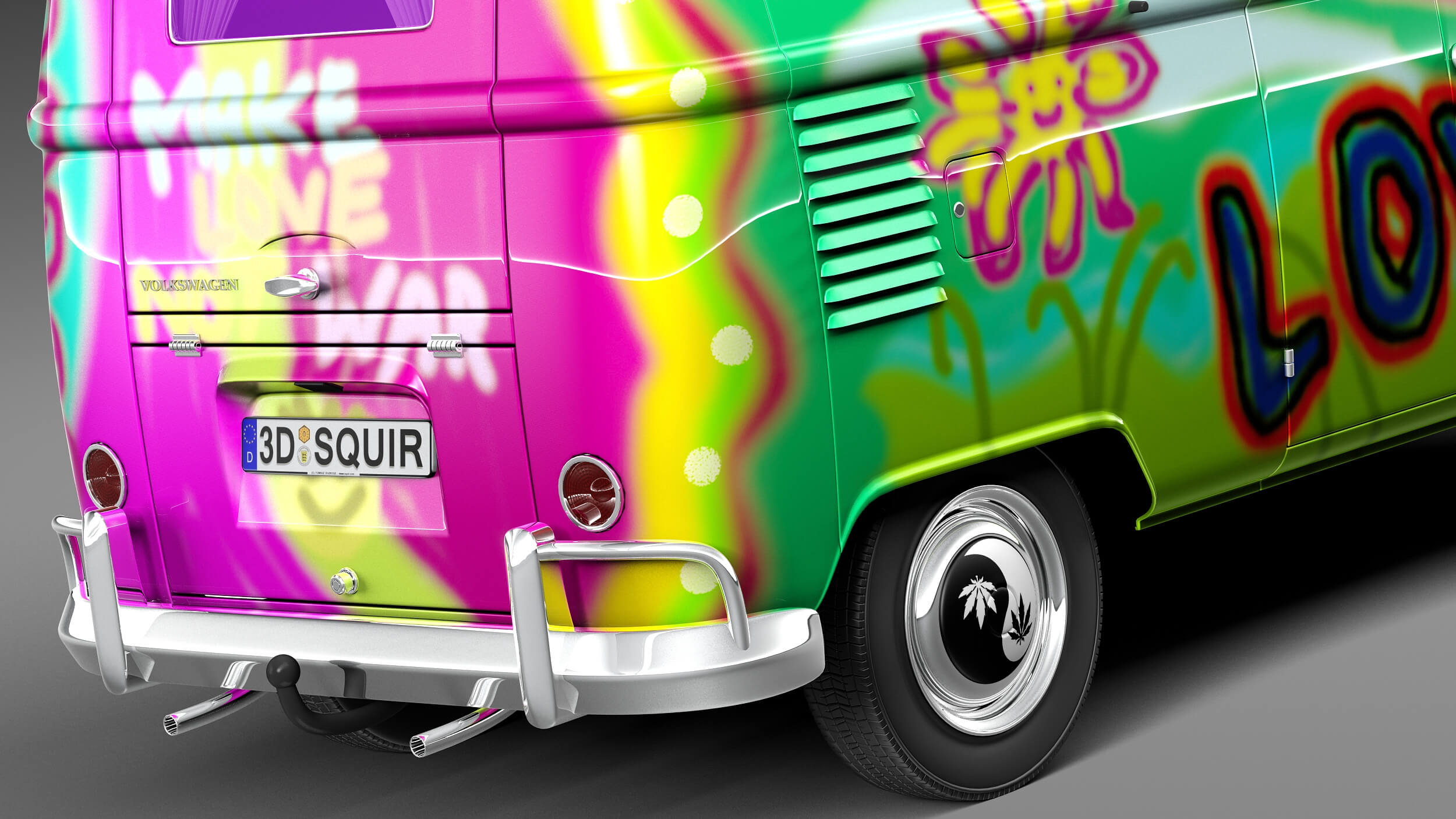 Volkswagen Camper Van 1950 Hippy - 3D Model by SQUIR