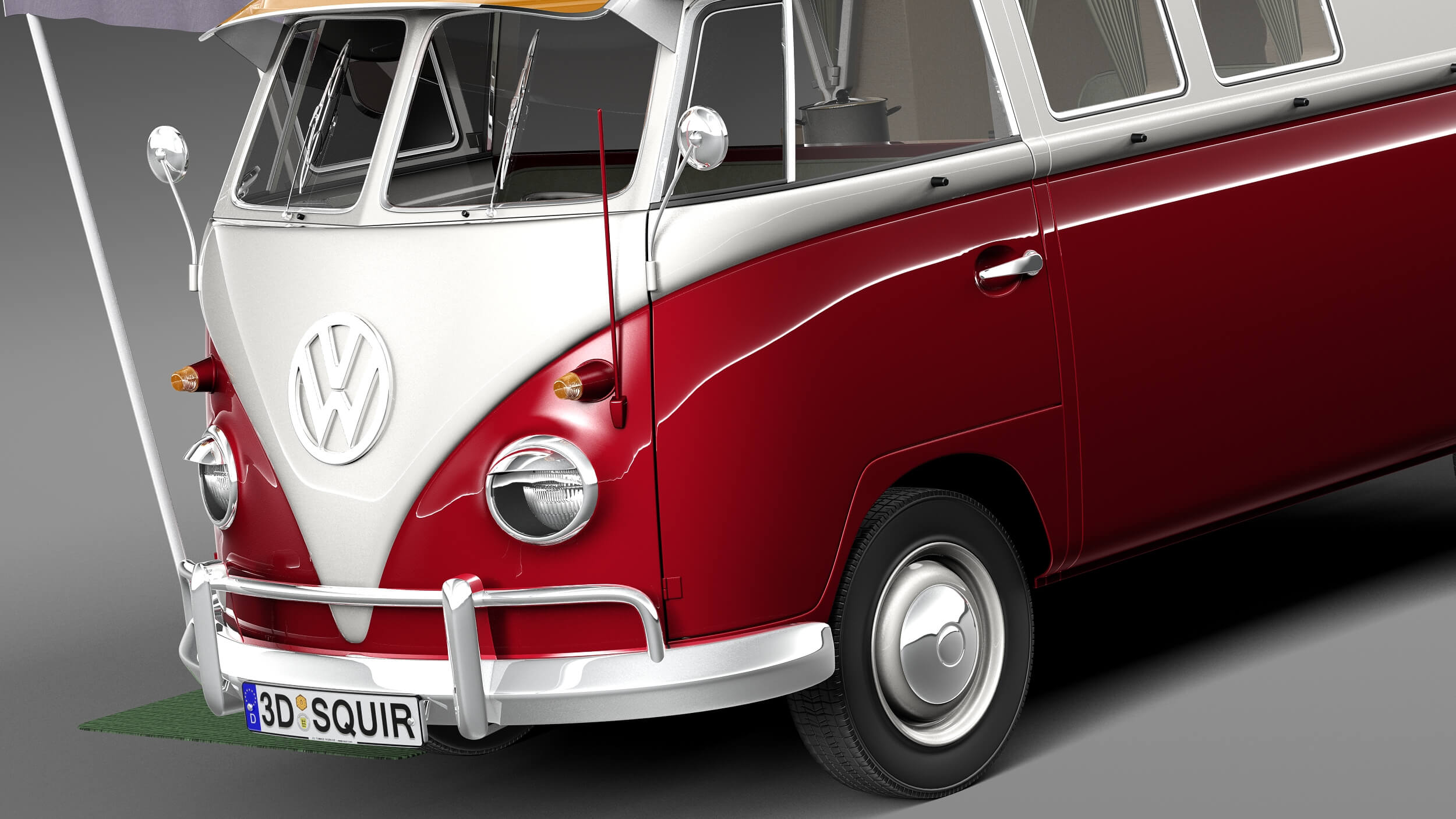 Volkswagen Camper Van Open Roof 1950 - 3D Model by SQUIR