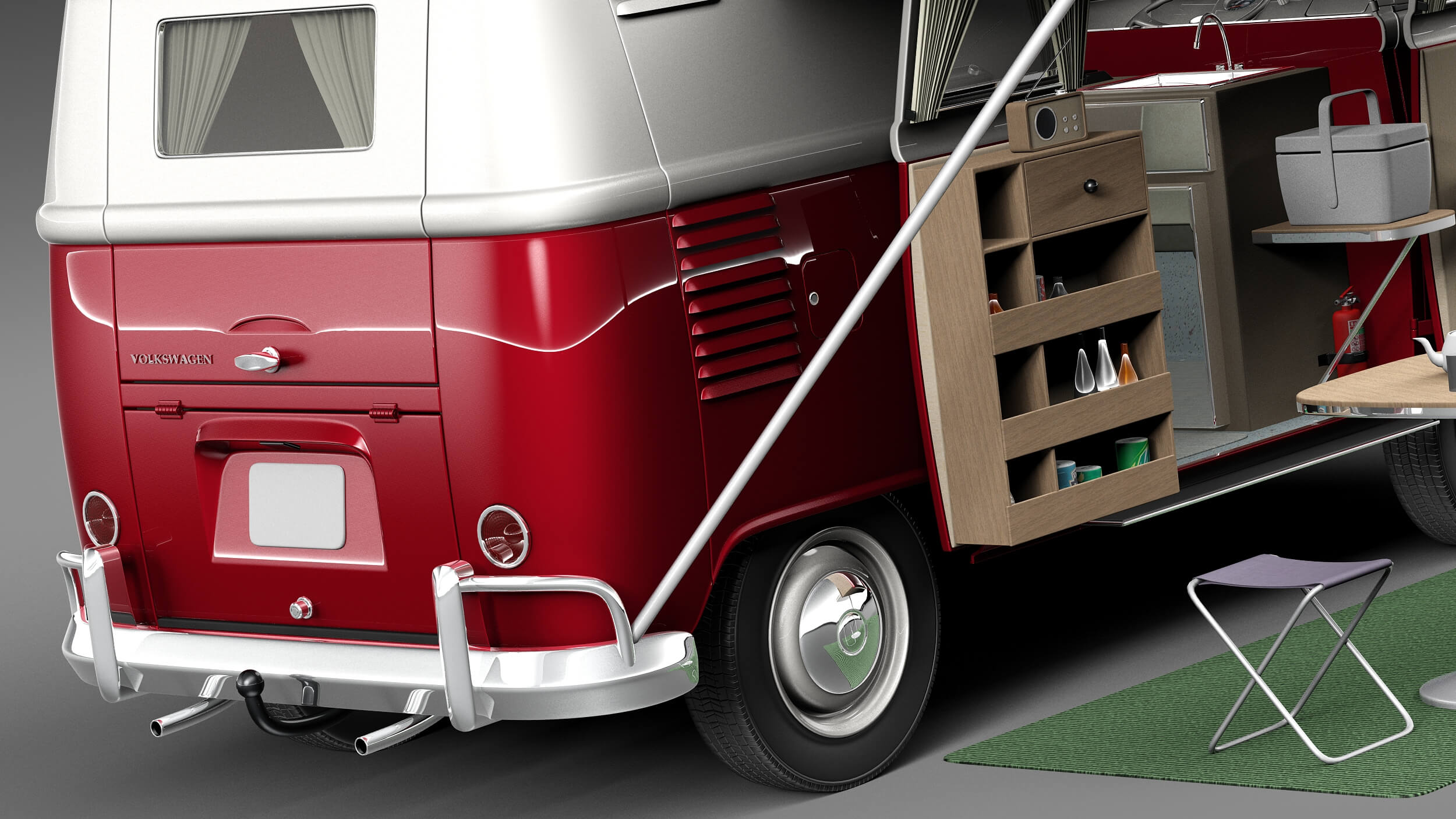 Volkswagen Camper Van Open Roof 1950 - 3D Model by SQUIR