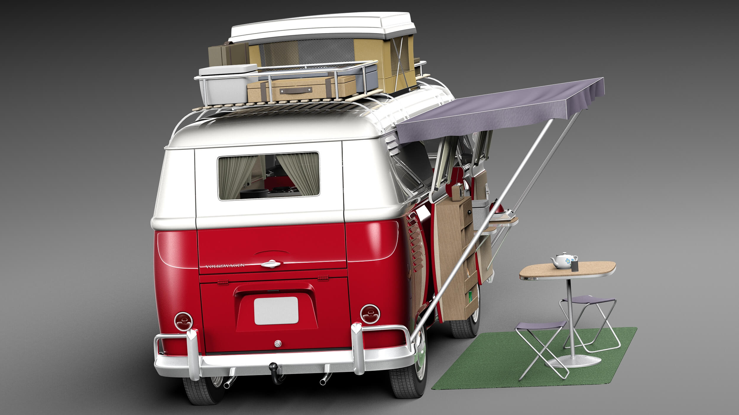Volkswagen Camper Van Open Roof 1950 - 3D Model by SQUIR