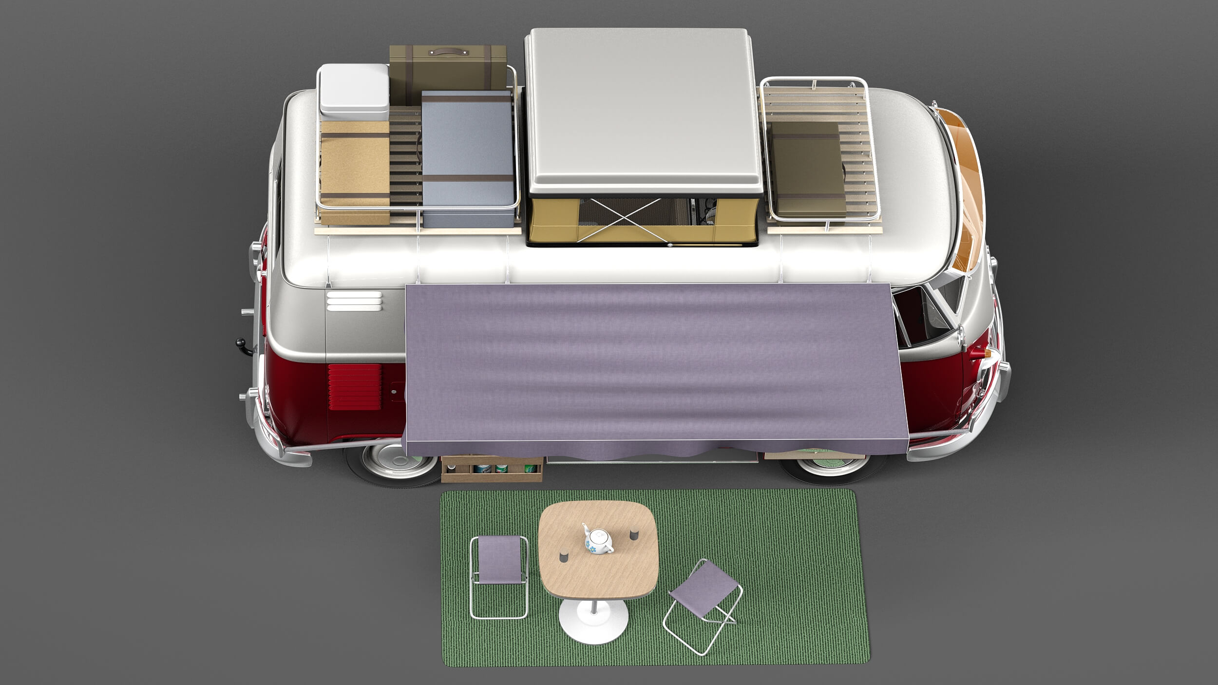 Volkswagen Camper Van Open Roof 1950 - 3D Model by SQUIR