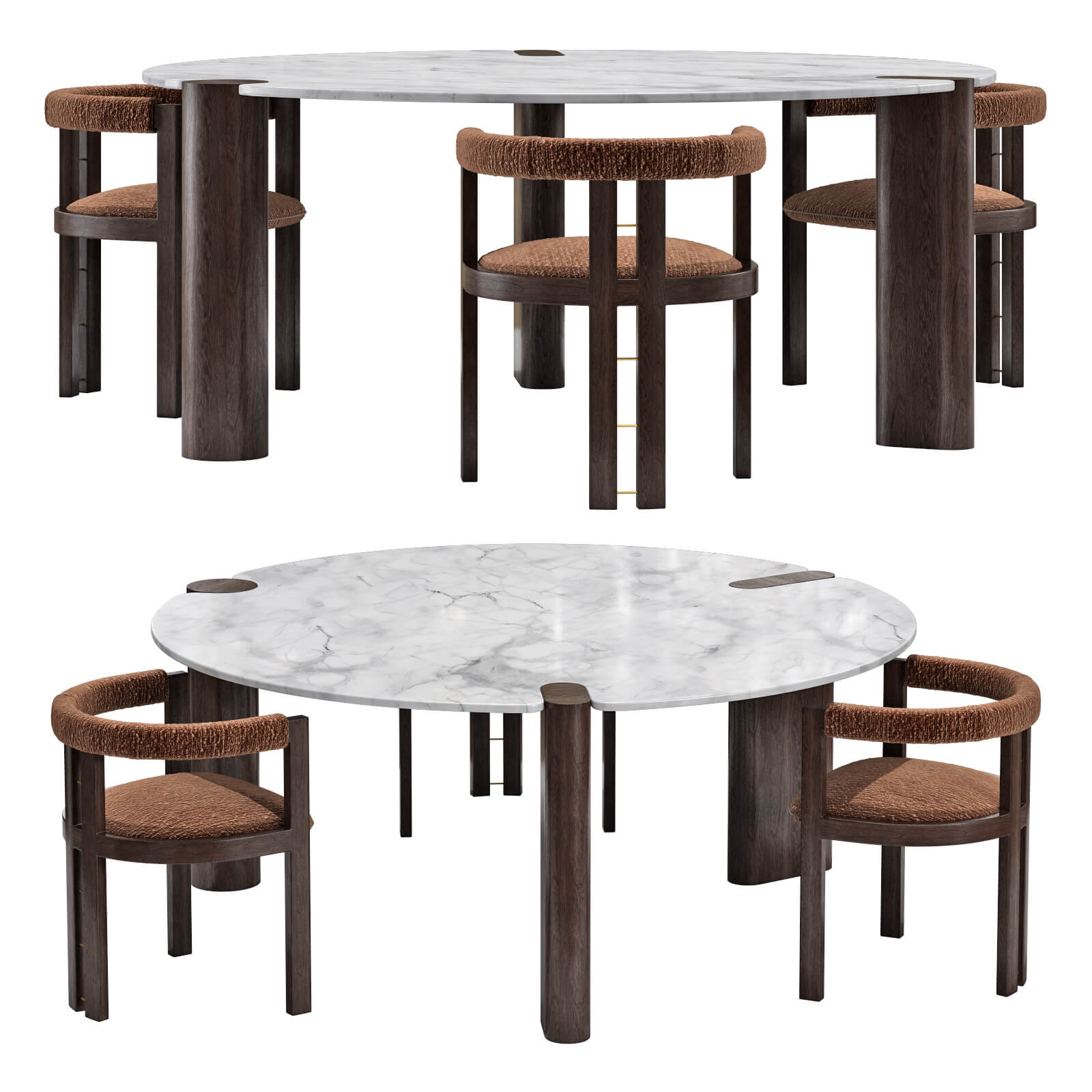 Black Tie Dining Set Kumiko Chair-Amoris Table Round 3D Model by sta_84