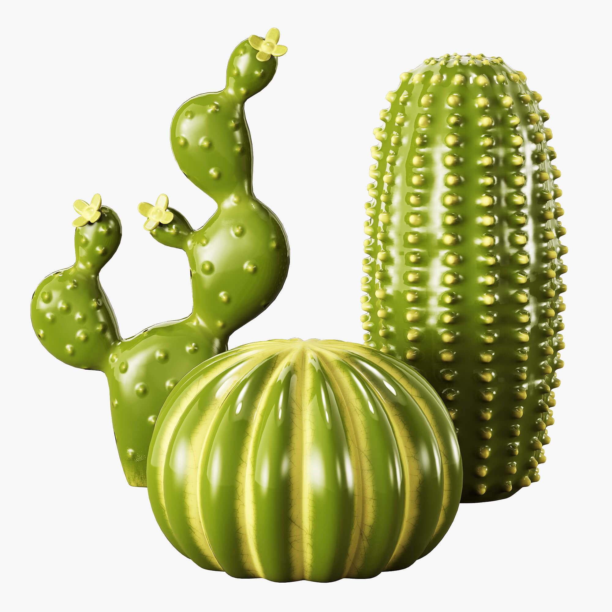 Ceramic Cactus Set - 3D Model by sta_84