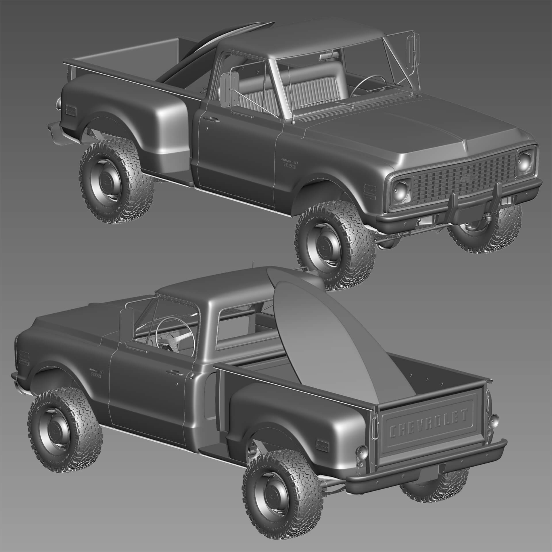 Chevrolet C10 1972 Short Bed - 3D Model by sta_84