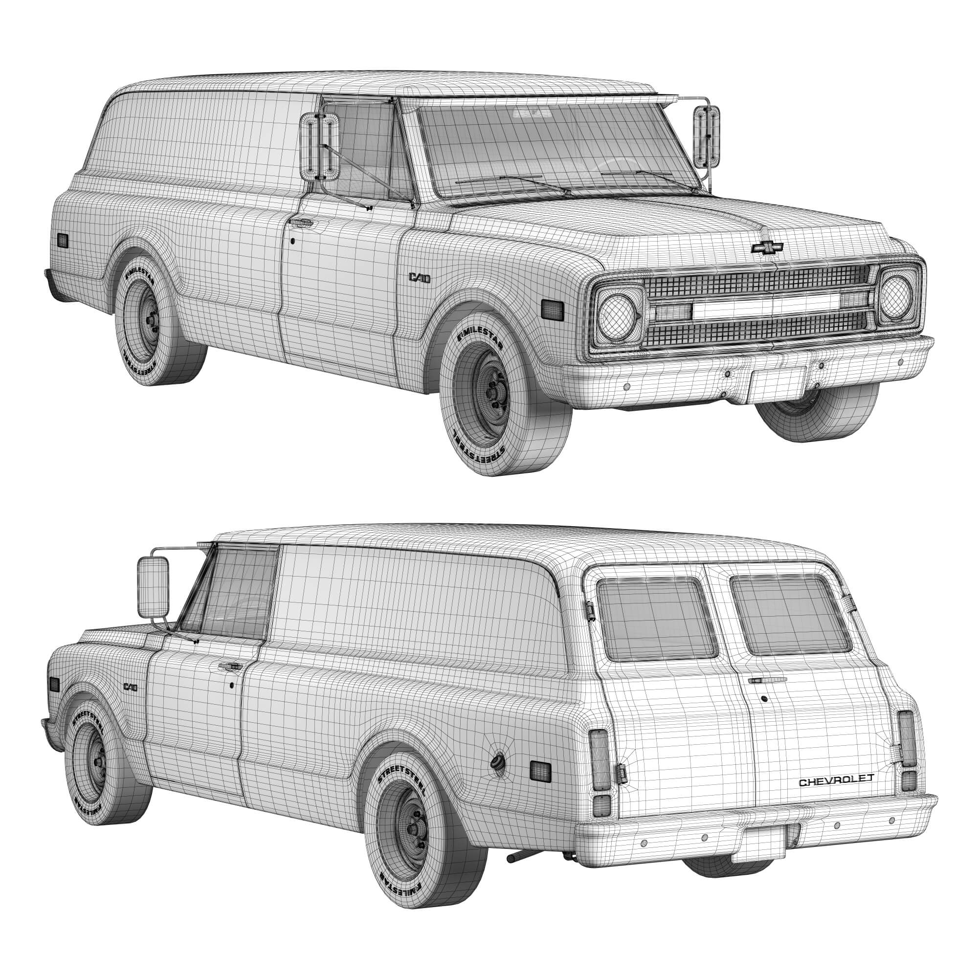 Chevrolet Suburban 1969 Panel Truck - 3D Model by sta_84