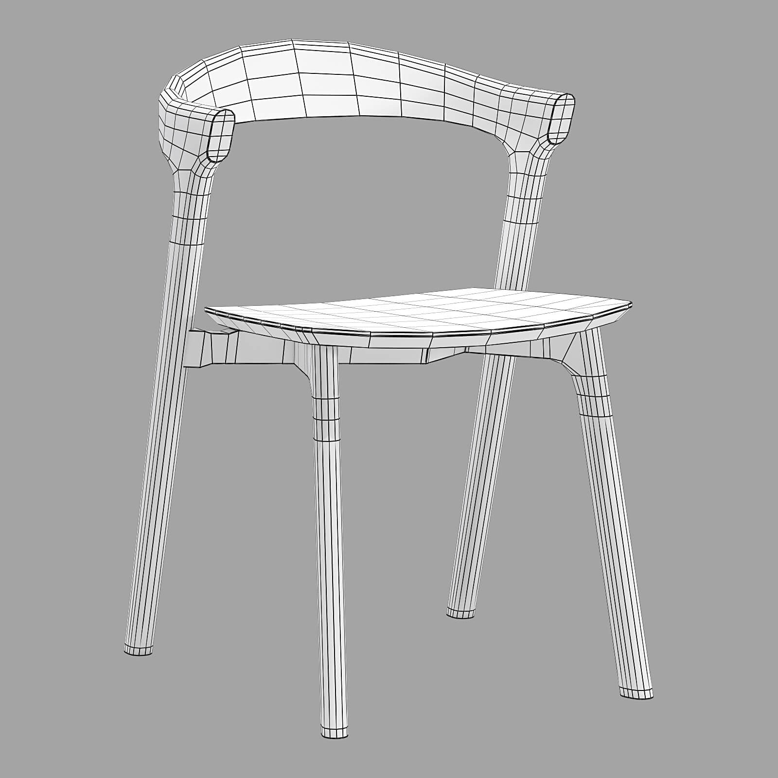Ethnicraft Diding Set Elements Dining Table-Bok Chair 3D Model by sta_84