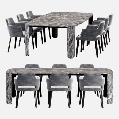 Gallotti and Radice Clemo-T Dining Set 2 260X130 3D Model by sta_84