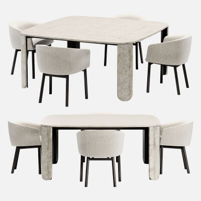 Gallotti and Radice Clemo-T Dining Set 3 170X170 3D Model by sta_84