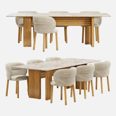 Moroso Dining Set Get Lucky Chair-Rows Table 240x100 3D Model by sta_84