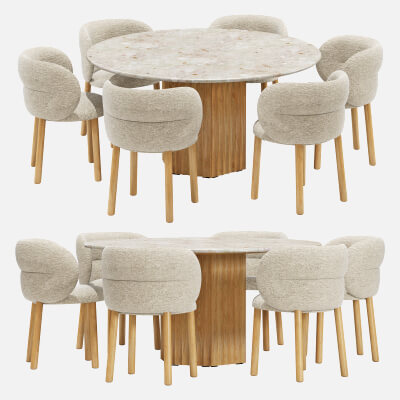 Moroso Dining Set Get Lucky Chair-Rows Table D150 3D Model by sta_84