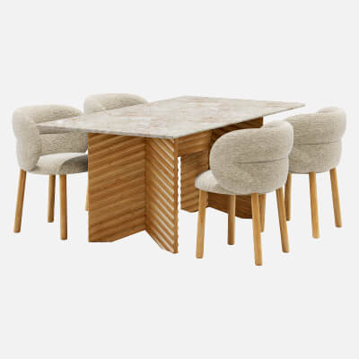 Moroso Dining Set Getlucky Chair-Rows Table 180x95 3D Model by sta_84