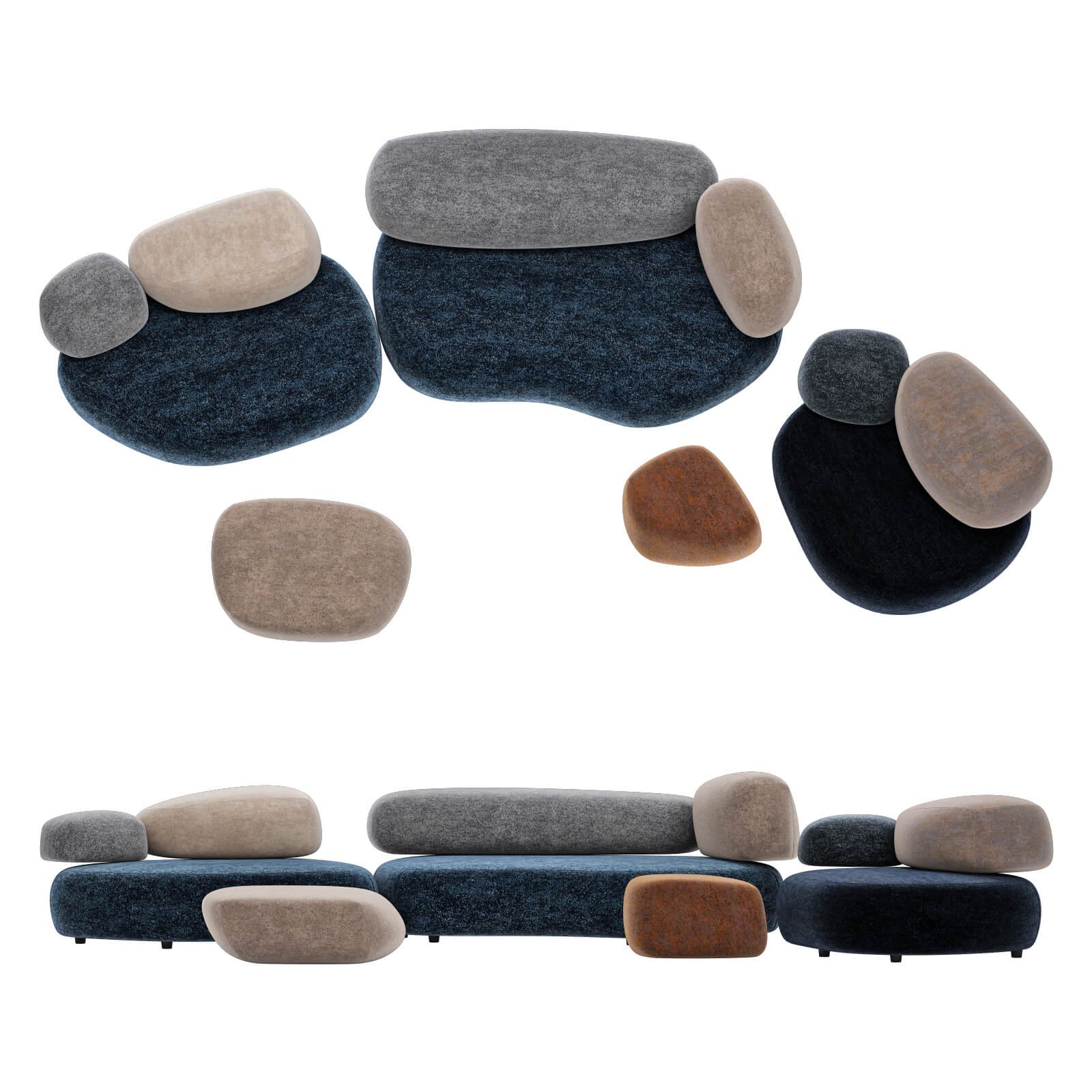 Moroso Pebble System Set 001 - 3D Model by sta_84