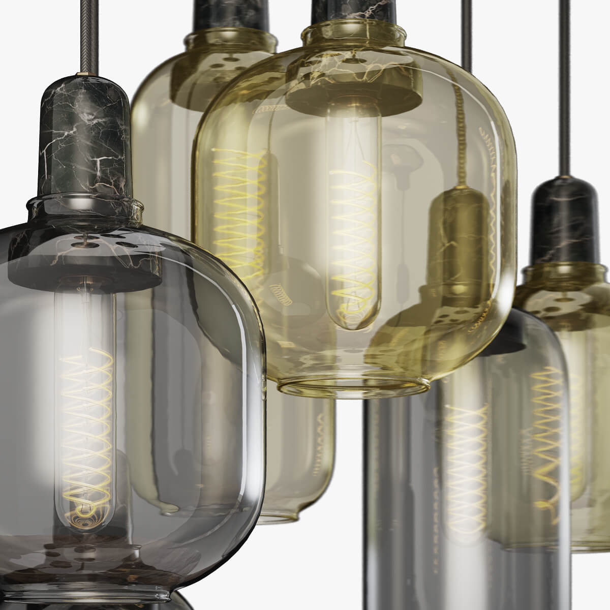 Normann Copenhagen Amp Pendant Lamp Gray and Gold - 3D Model by sta_84
