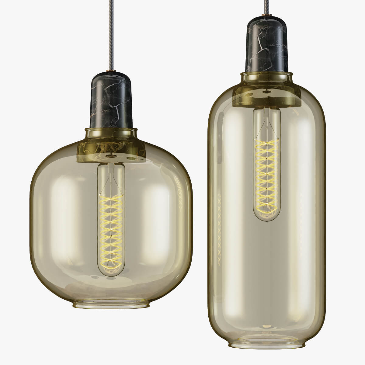 Normann Copenhagen Amp Pendant Lamp Gray and Gold - 3D Model by sta_84