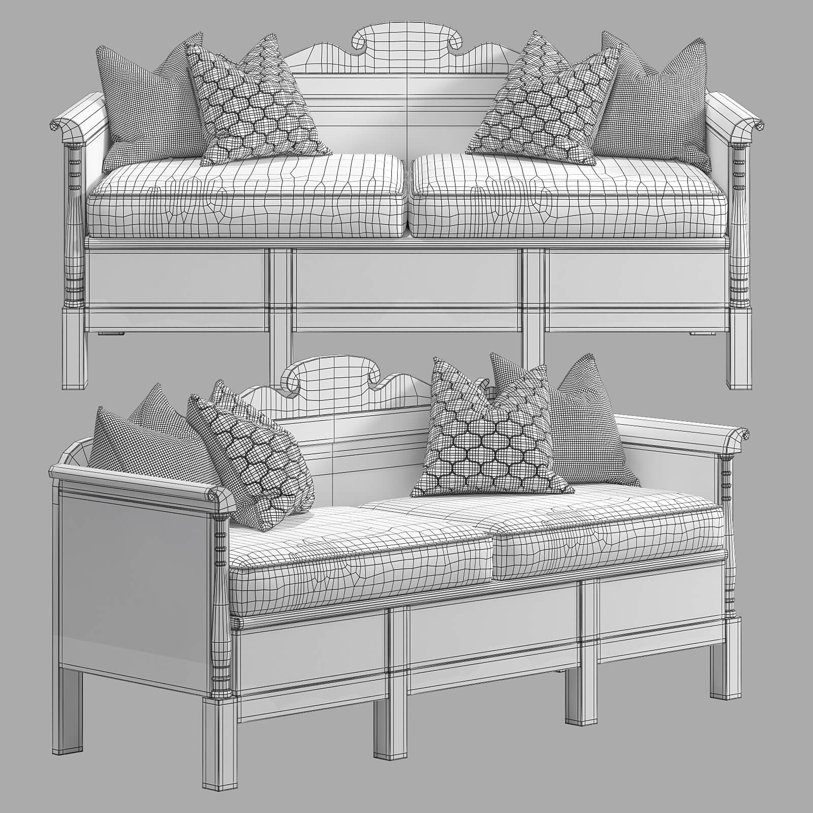 Old antique bench - 3D Model by sta_84