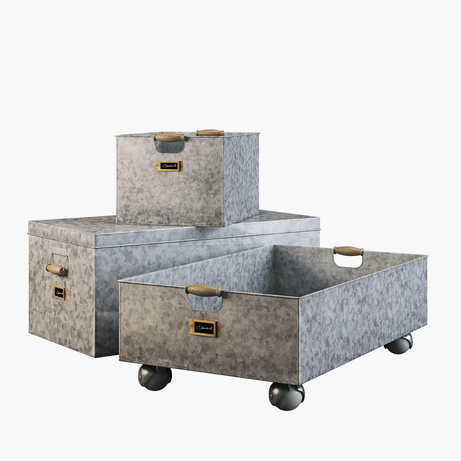 Pottery Barn Galvanized Storage Baskets - 3D Model by sta_84