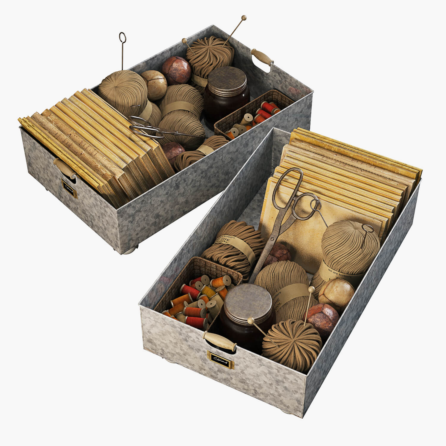 Pottery Barn Galvanized Storage Baskets - 3D Model by sta_84