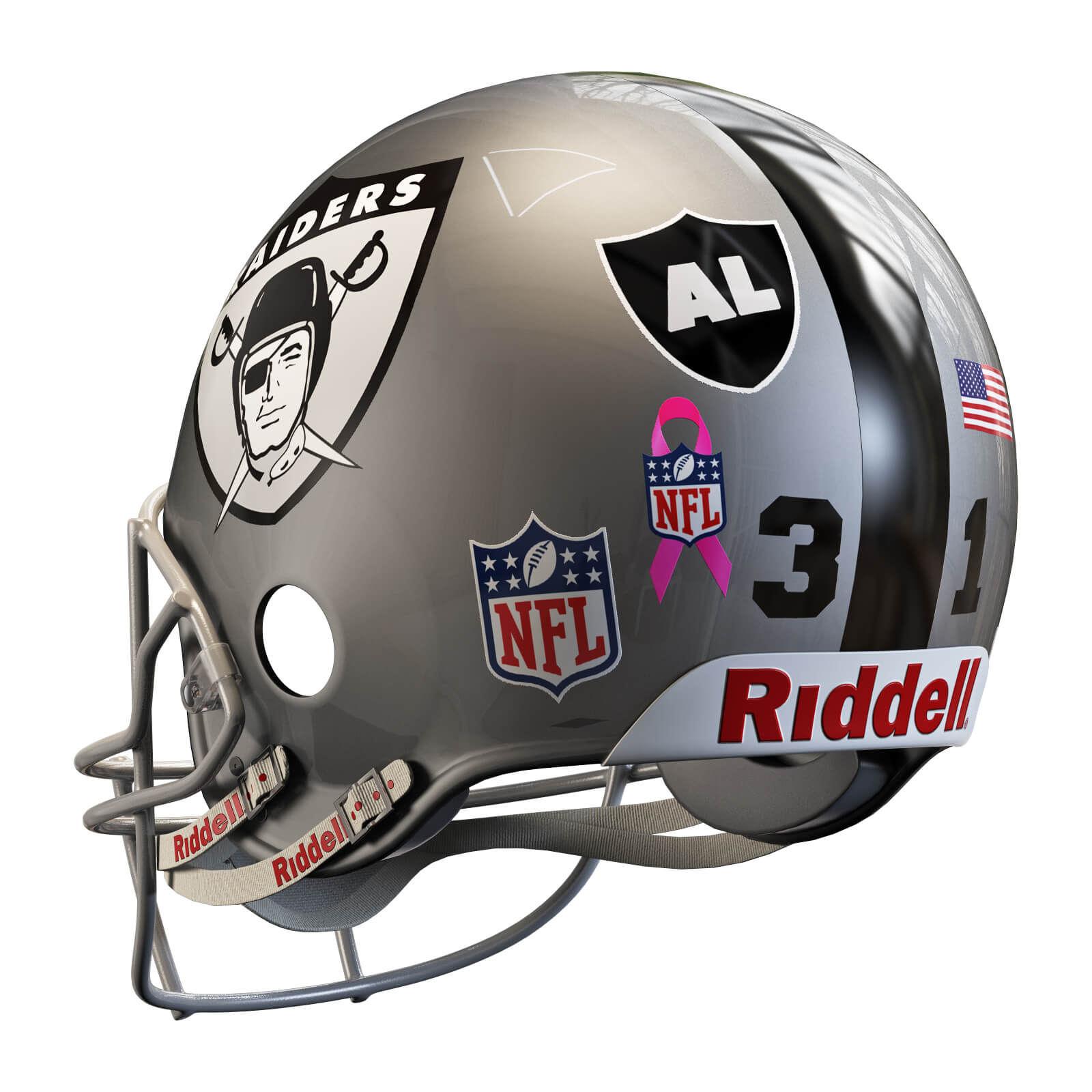 Riddell Vsr 4 Helmet-Oakland Raiders 3D Model by sta_84