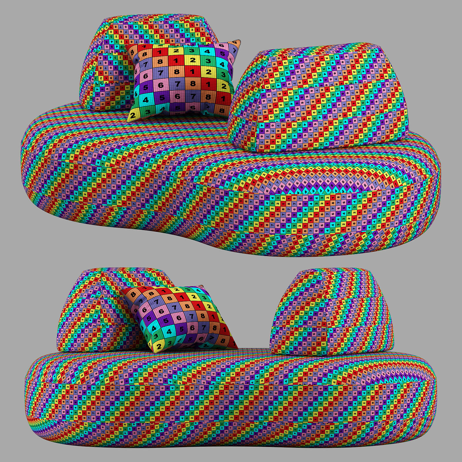 Roche Bobois Bombom 2,5-Seat Armless Sofa 3D Model by sta_84