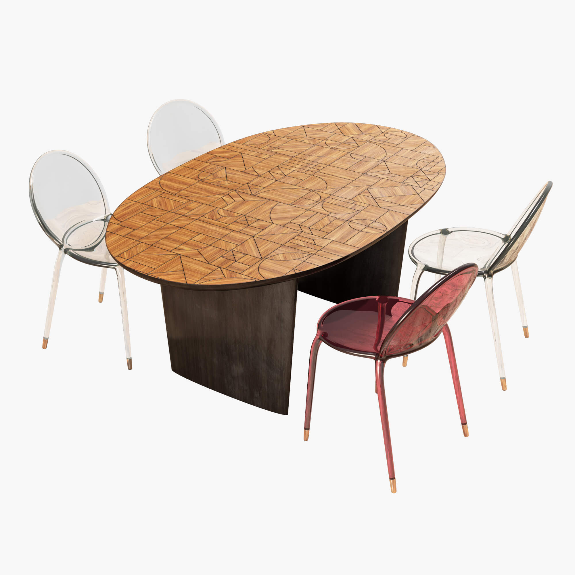 Roche Bobois Patchwork Dining Table 180 Loop Chair - 3D Model by sta_84