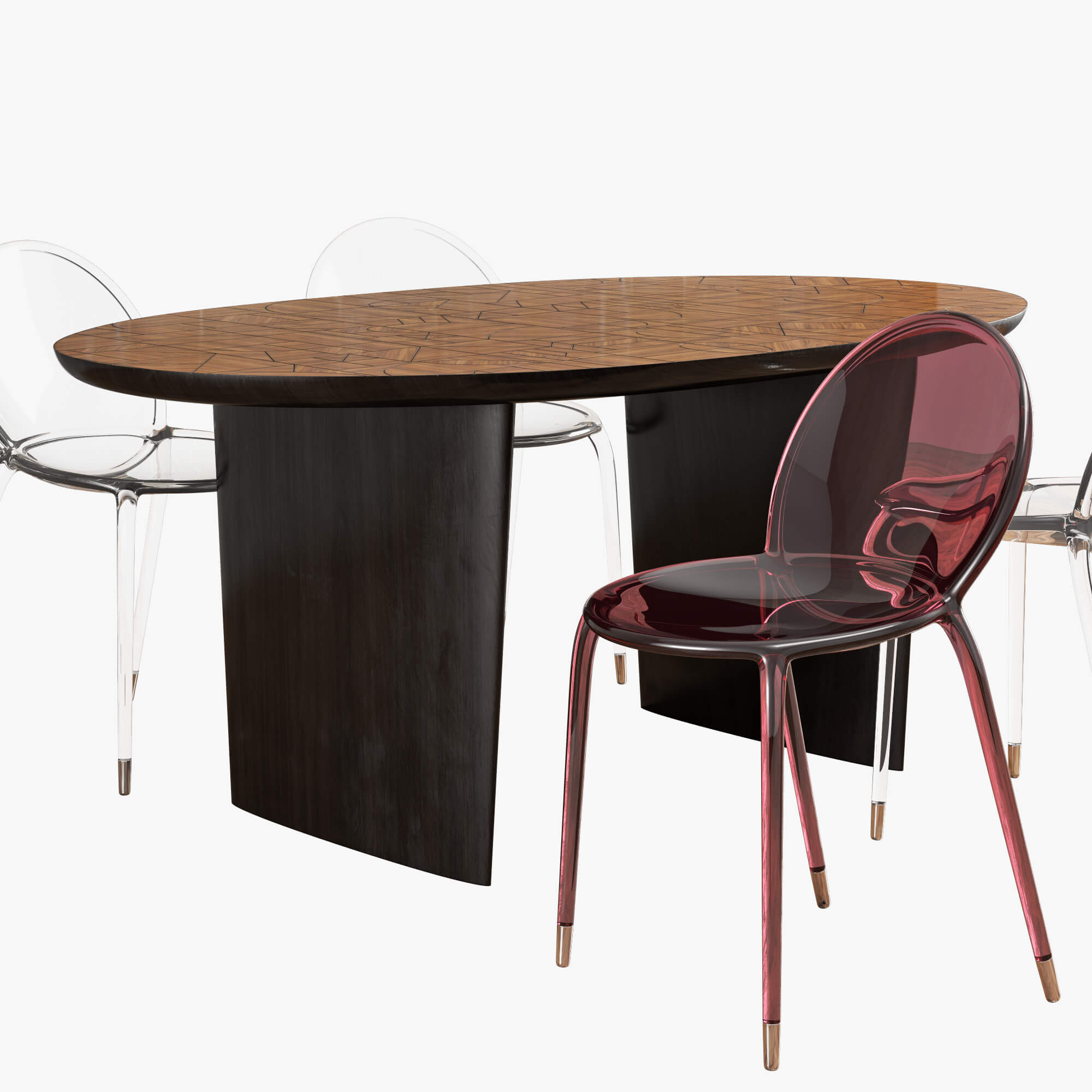 Roche Bobois Patchwork Dining Table 180 Loop Chair - 3D Model by sta_84