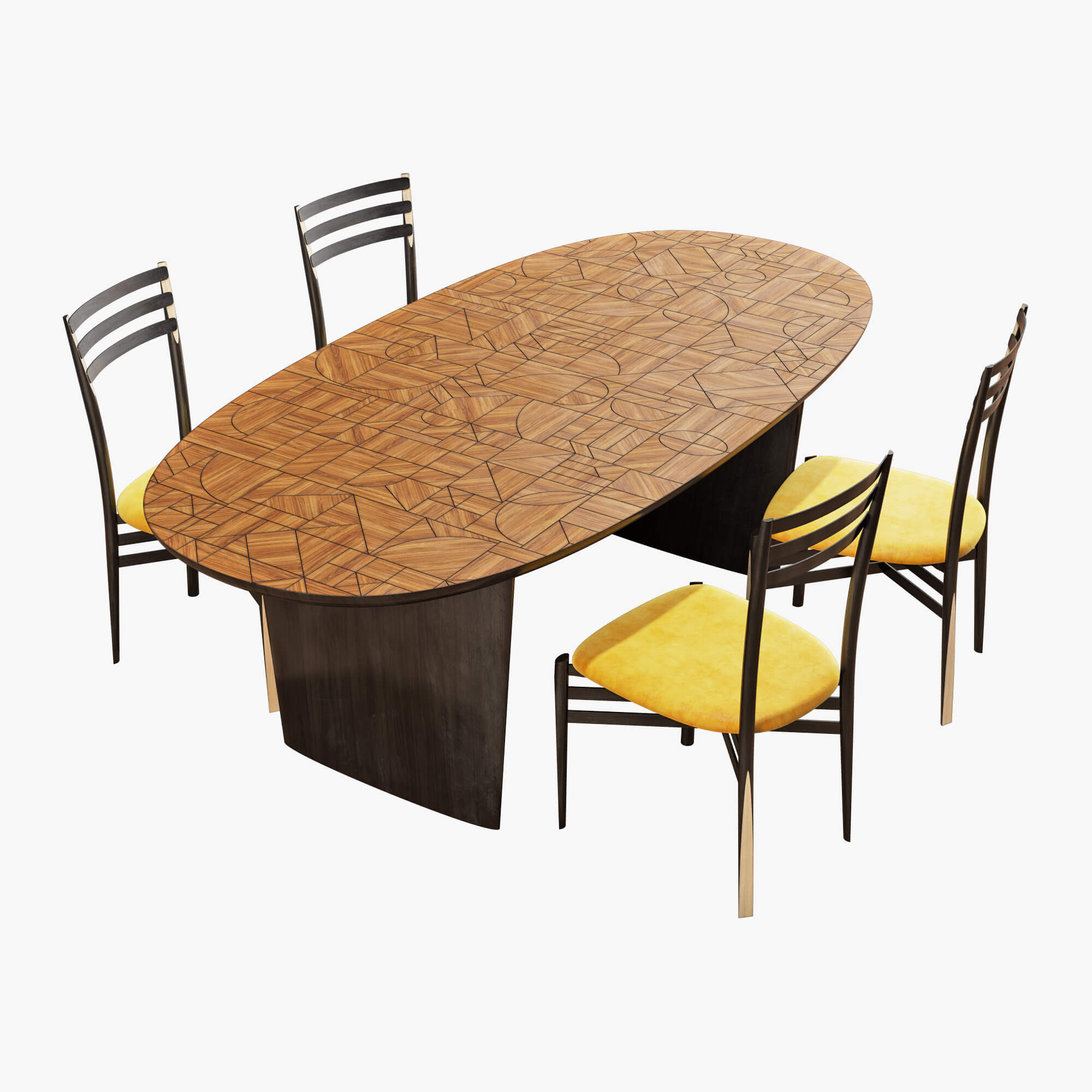 Roche Bobois Patchwork Dining Table 220 Pencil Chair - 3D Model by sta_84