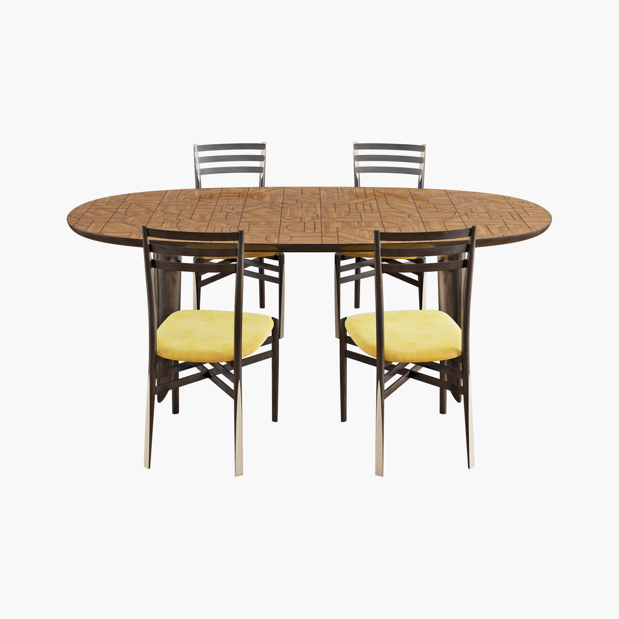 Roche Bobois Patchwork Dining Table 220 Pencil Chair - 3D Model by sta_84
