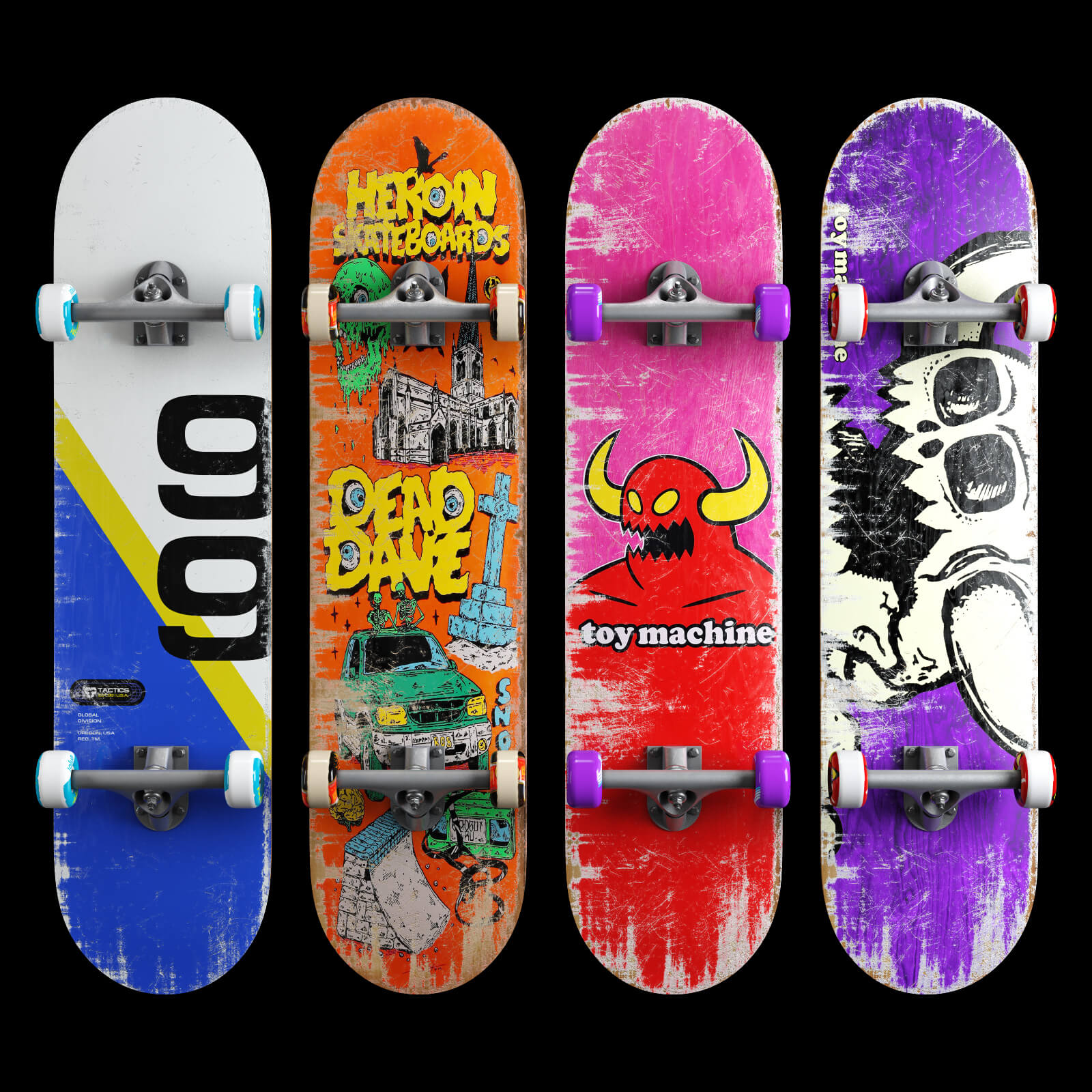 Skateboard Set 002 - 3D Model by sta_84