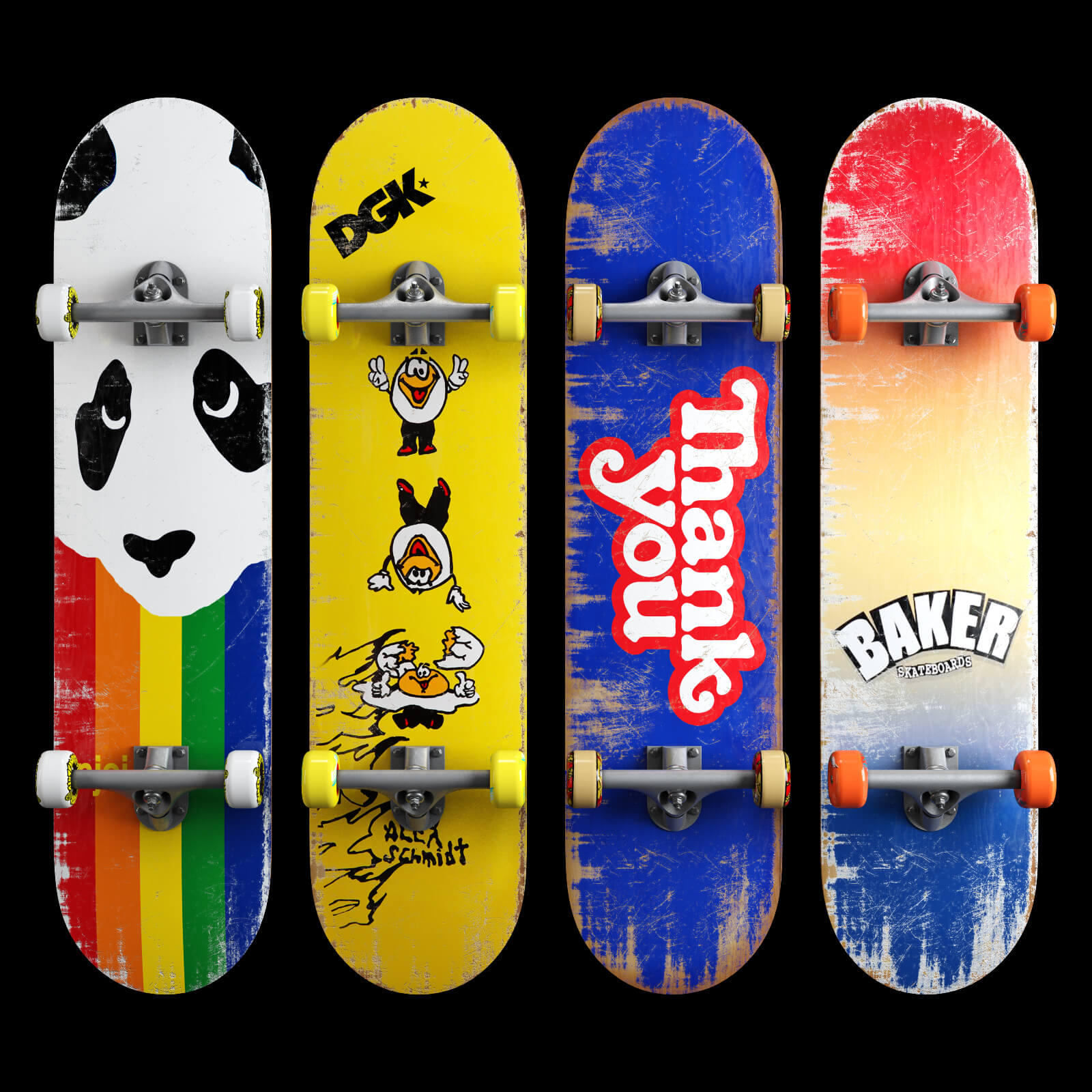 Skateboard Set 003 - 3D Model by sta_84
