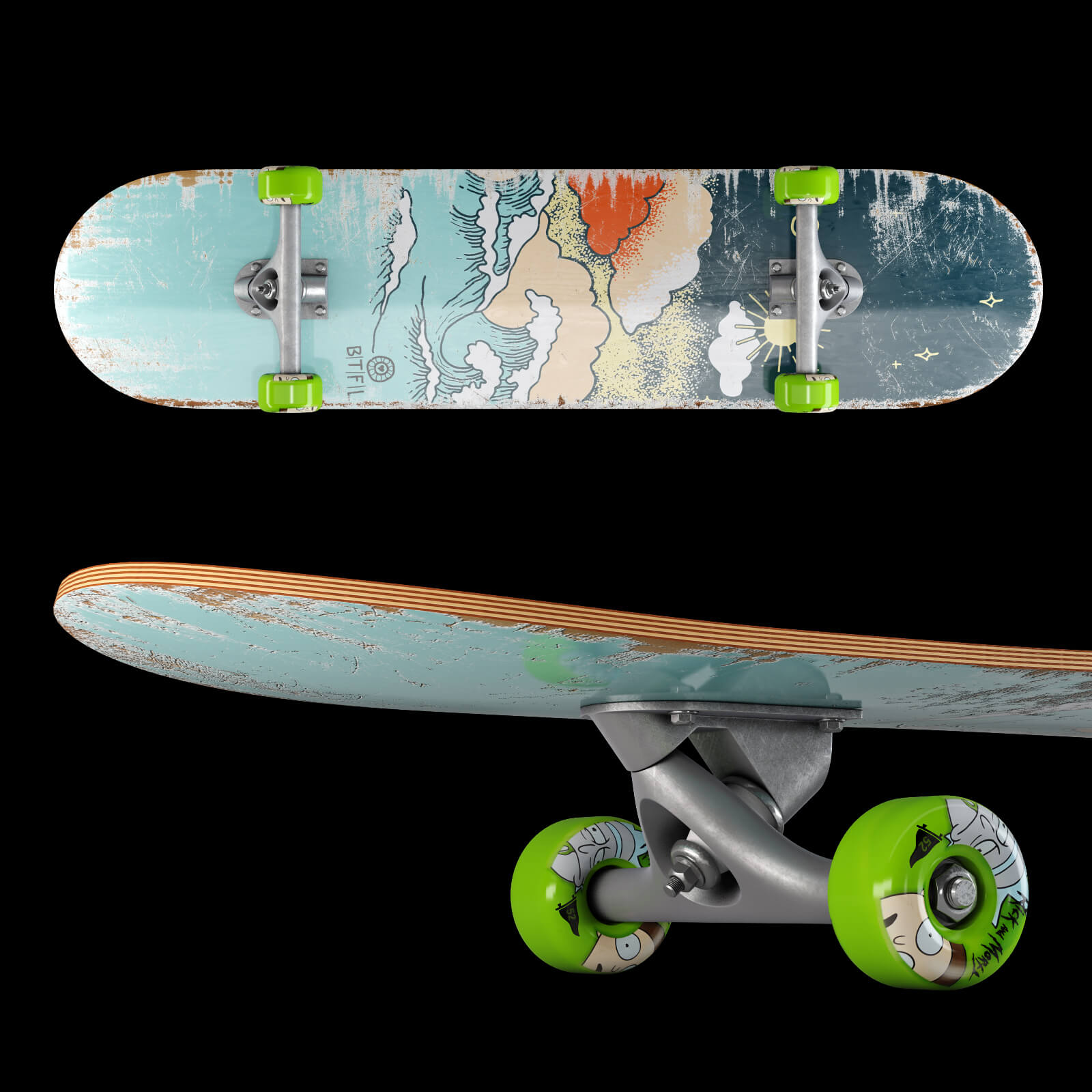 Skateboard Set 004 - 3D Model by sta_84