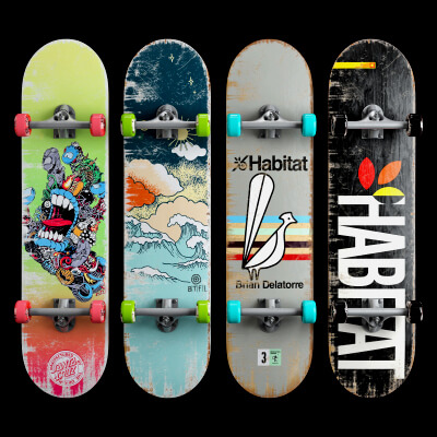 Skateboard Set 004 - 3D Model by sta_84