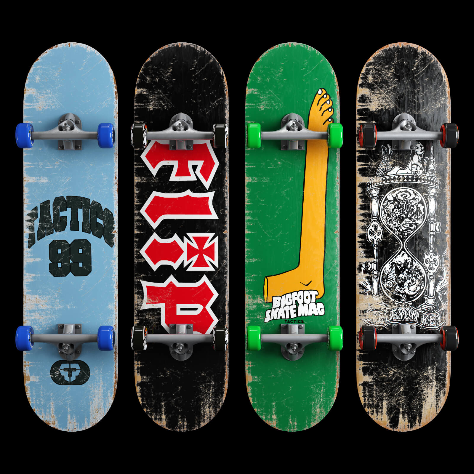 Skateboard Set 005 - 3D Model by sta_84