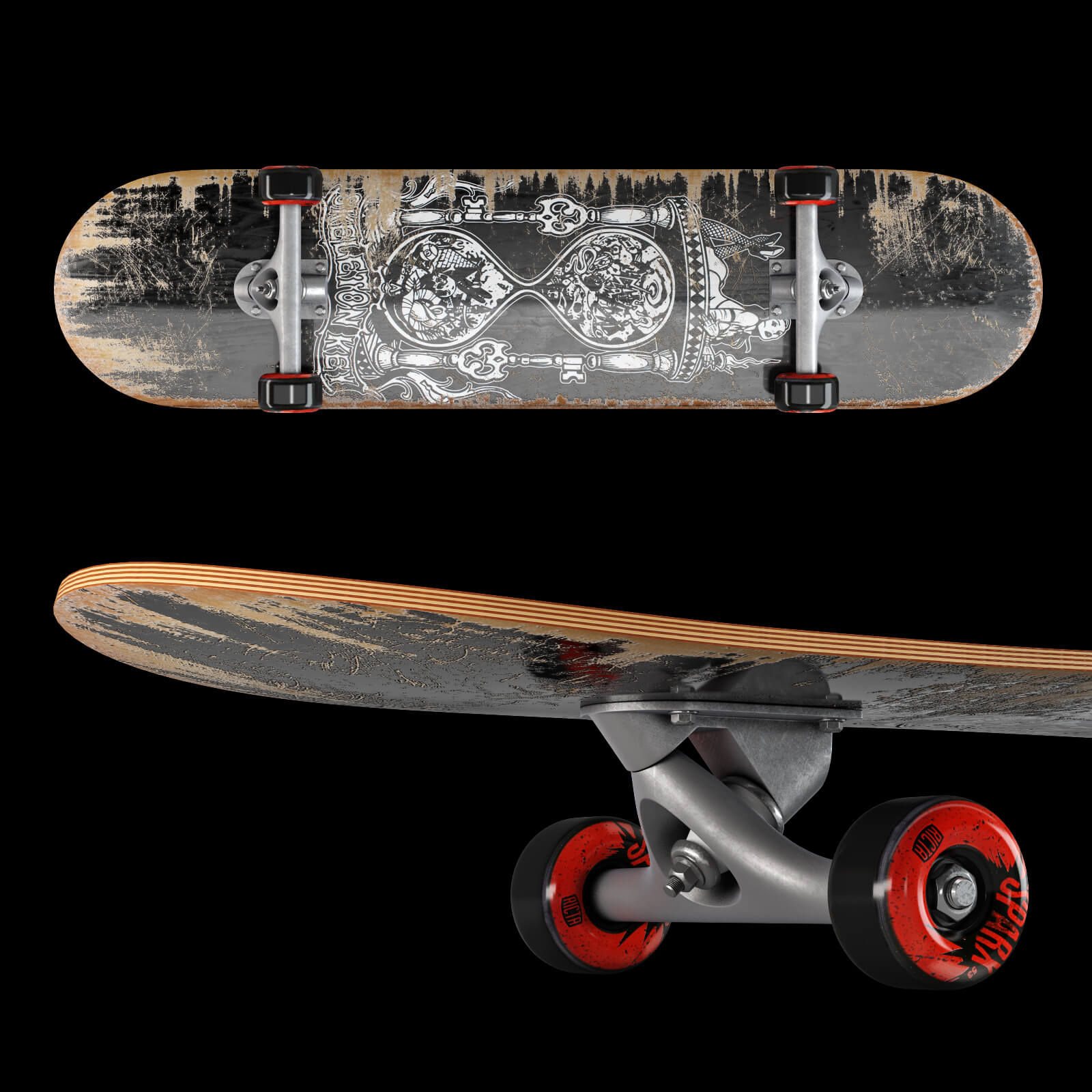 Skateboard Set 005 - 3D Model by sta_84