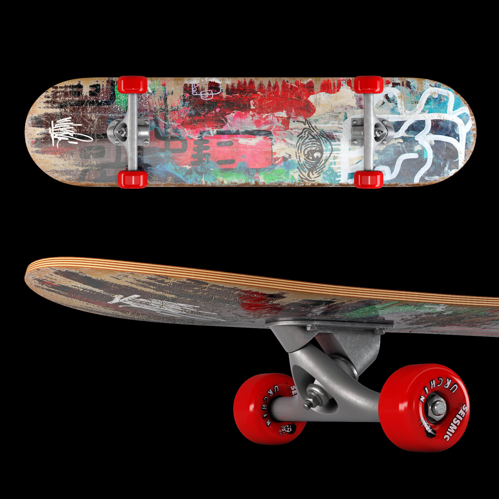 Skateboard Set 006 - 3D Model by sta_84
