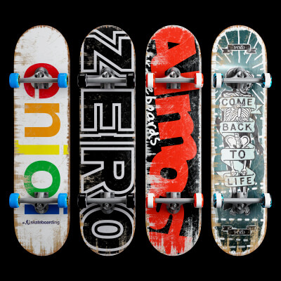 Skateboard Set 008 - 3D Model by sta_84