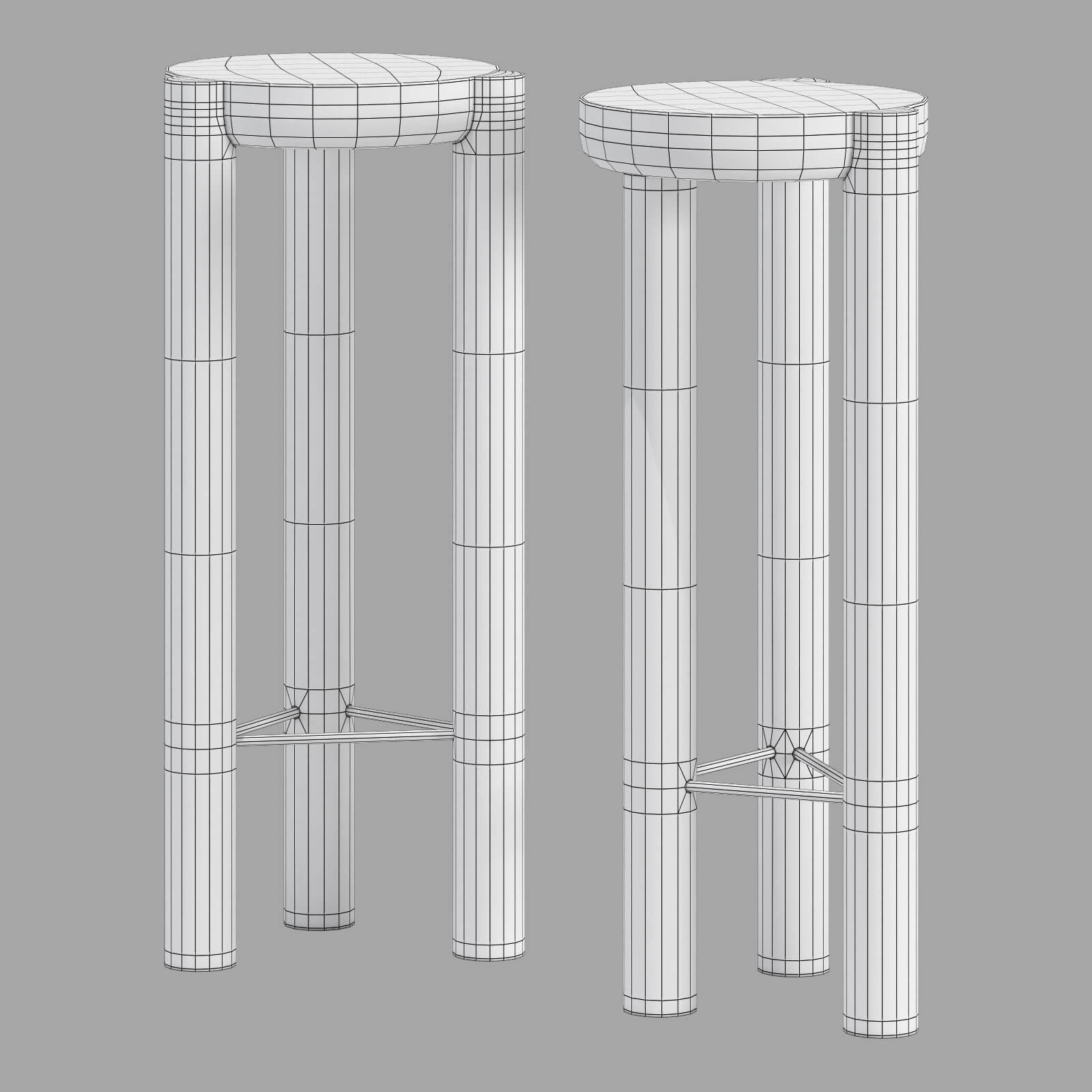 Yet Design Studio Pillar Bar Stool - 3D Model by sta_84