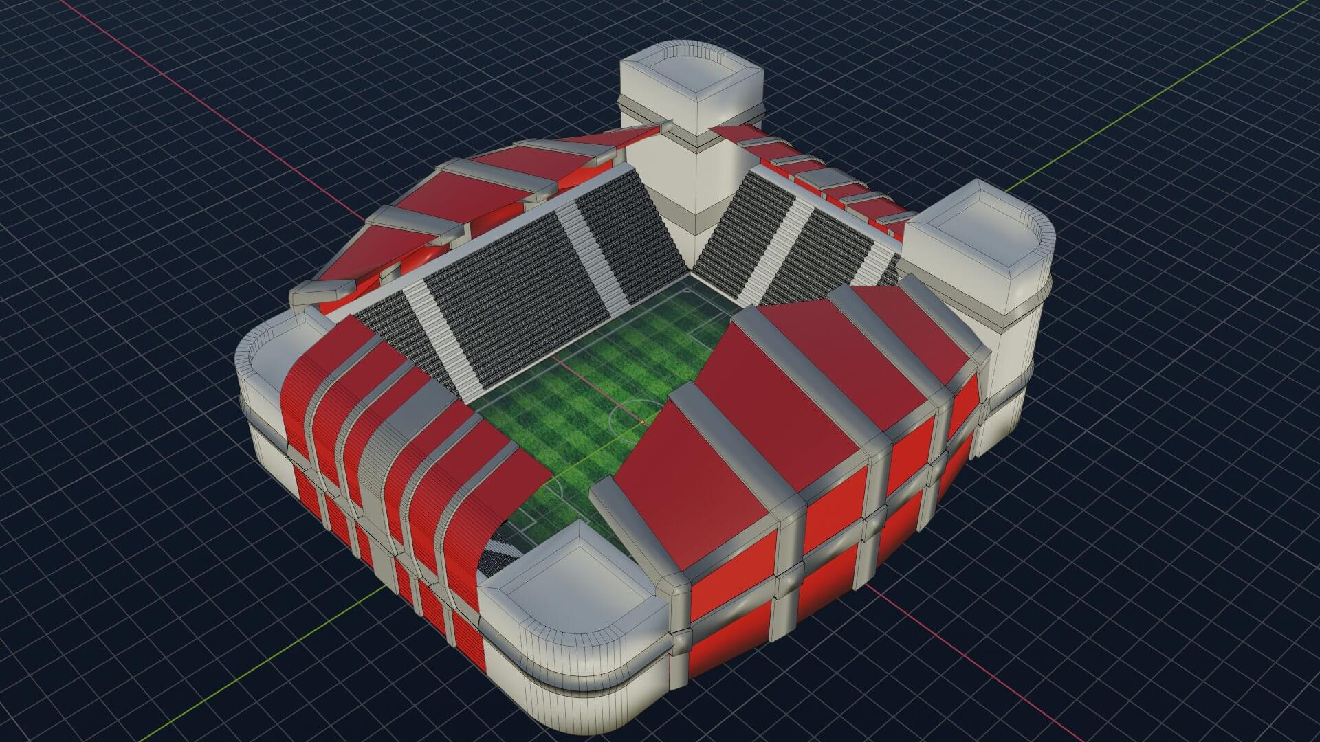 Football Stadium - Red 3D Model by stadiums3d