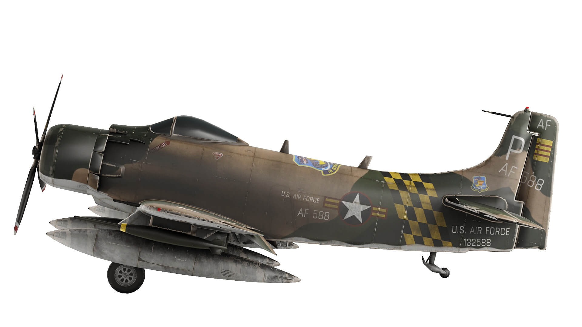 Douglas A-1 Skyraider Low-Poly 3D Model by Stalker2025