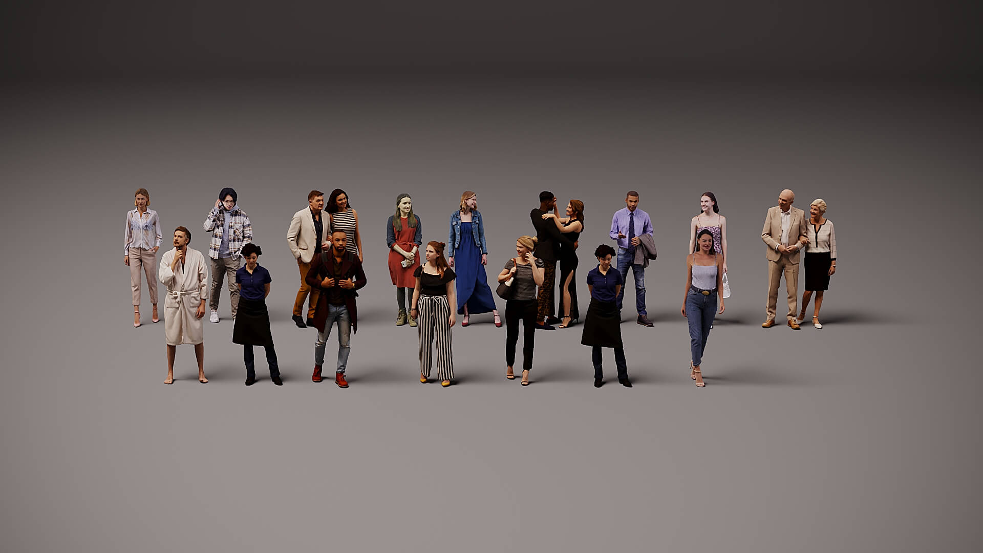 People Set X4 - Free 3D Model by Stalker2025