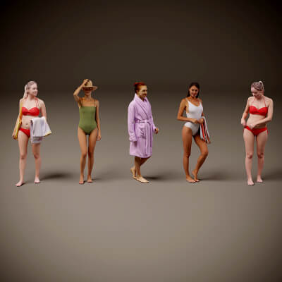 People on the Beach X 5 00 - 3D Model by Stalker2025
