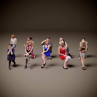 Sitting People X 10 13 - 3D Model by Stalker2025