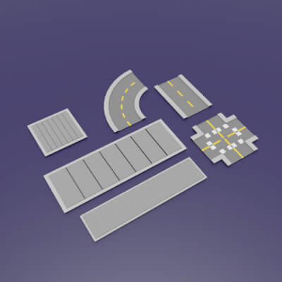 Low Poly 3D Road Pack – Modular Streets, Curves Asset by ...