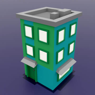 Low Poly Green City Building – Stylized Apartment Asset - 3D Model by ...
