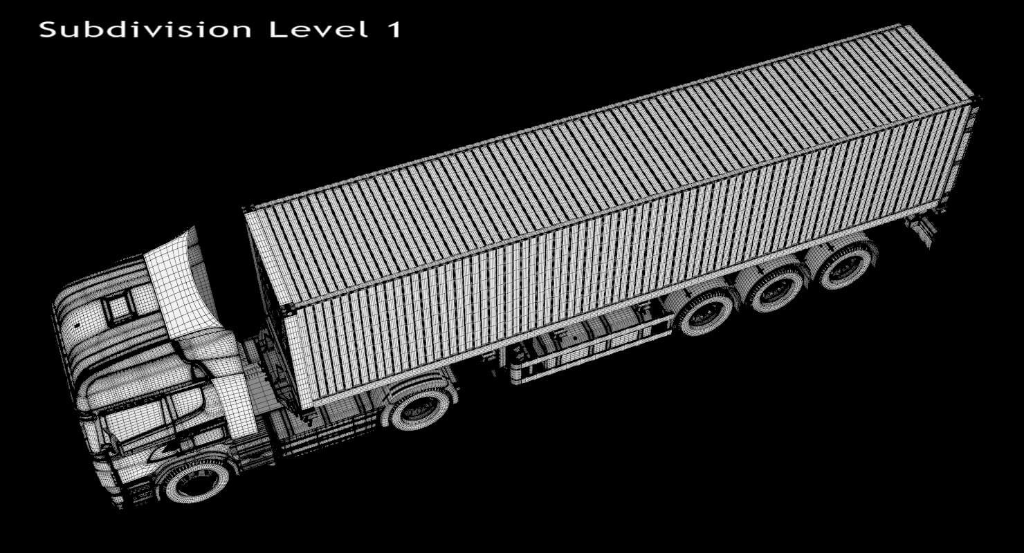 Scania Truck R580 With Container Refrigerator - 3D Model by Stb3D