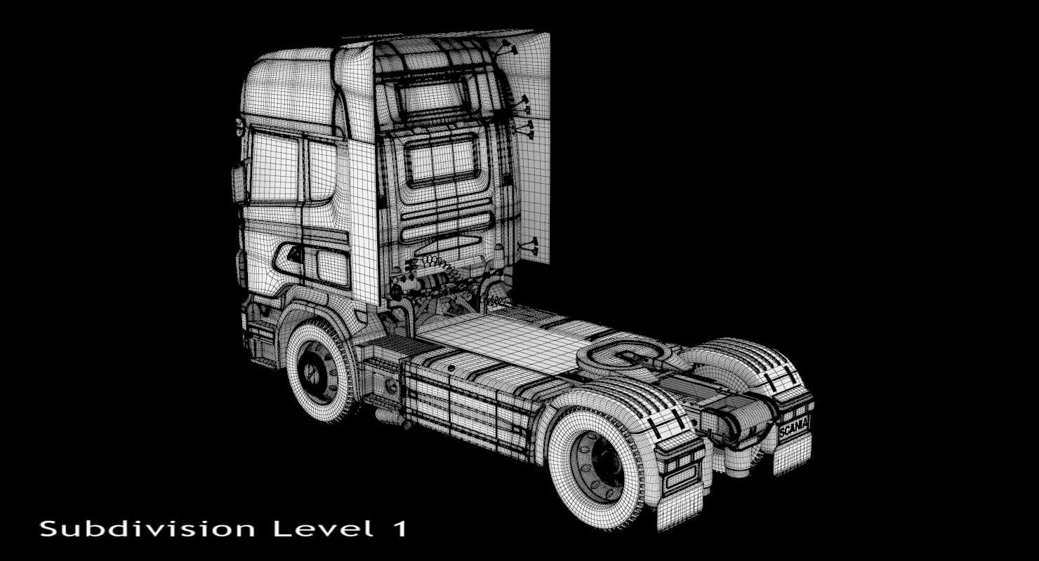 Scania Truck R580 With Container Refrigerator - 3D Model by Stb3D