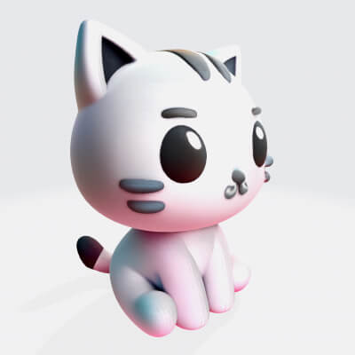 Adorable Cartoon Cat 3D Model Optimized for 3D Print by StellarValor